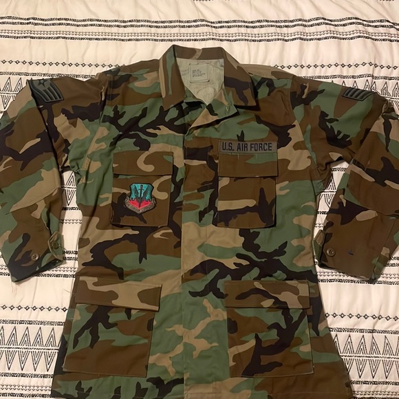 Jackets & Coats | Us Air Force Fatigues Camouflage Long Sleeve Button ...